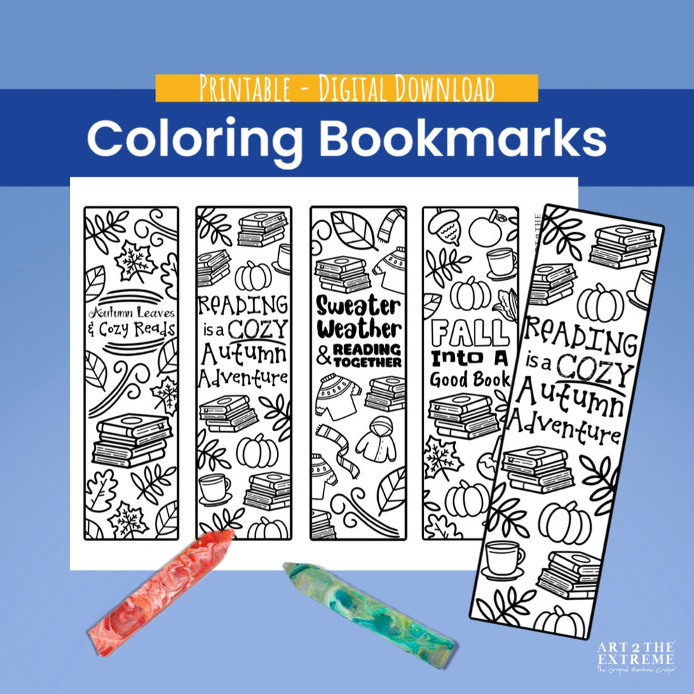 Fall Bookmarks | 4 Printable Coloring Bookmarks (Digital Download ...